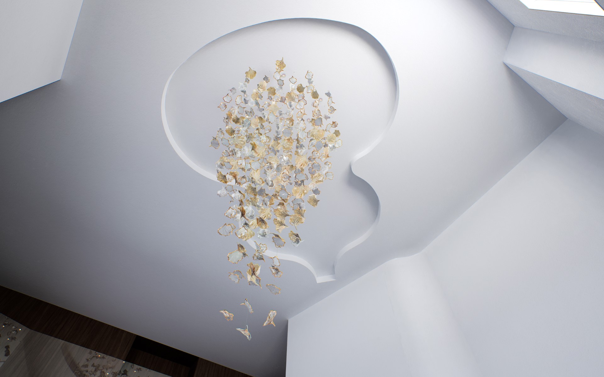 Glass foyer chandelier | Blown design