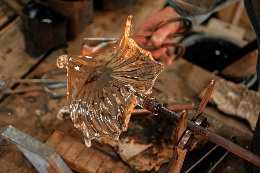 Glass foyer chandelier | Blown design