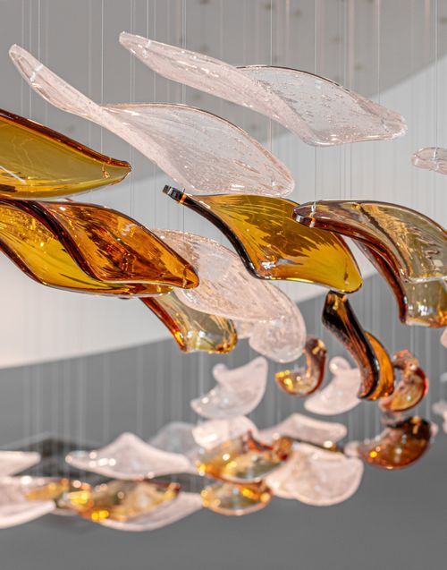 Glass foyer chandelier | Blown design