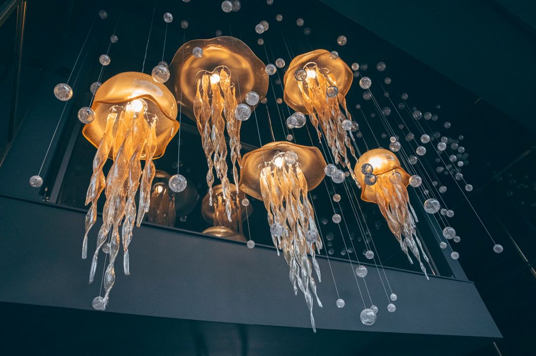 Blown glass jellyfish chandelier | Blown design