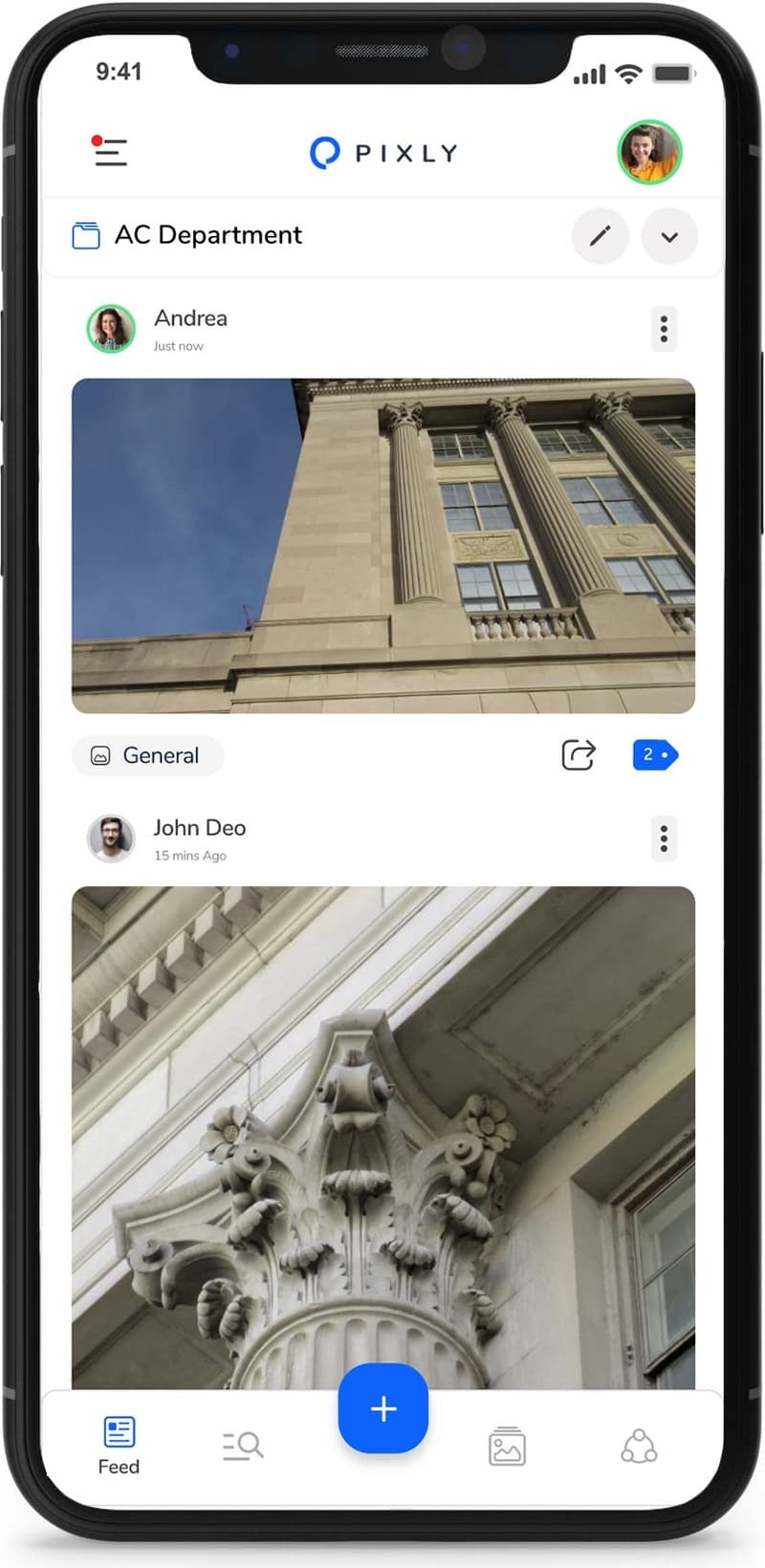 Snap, tag, and share photos with Pixly