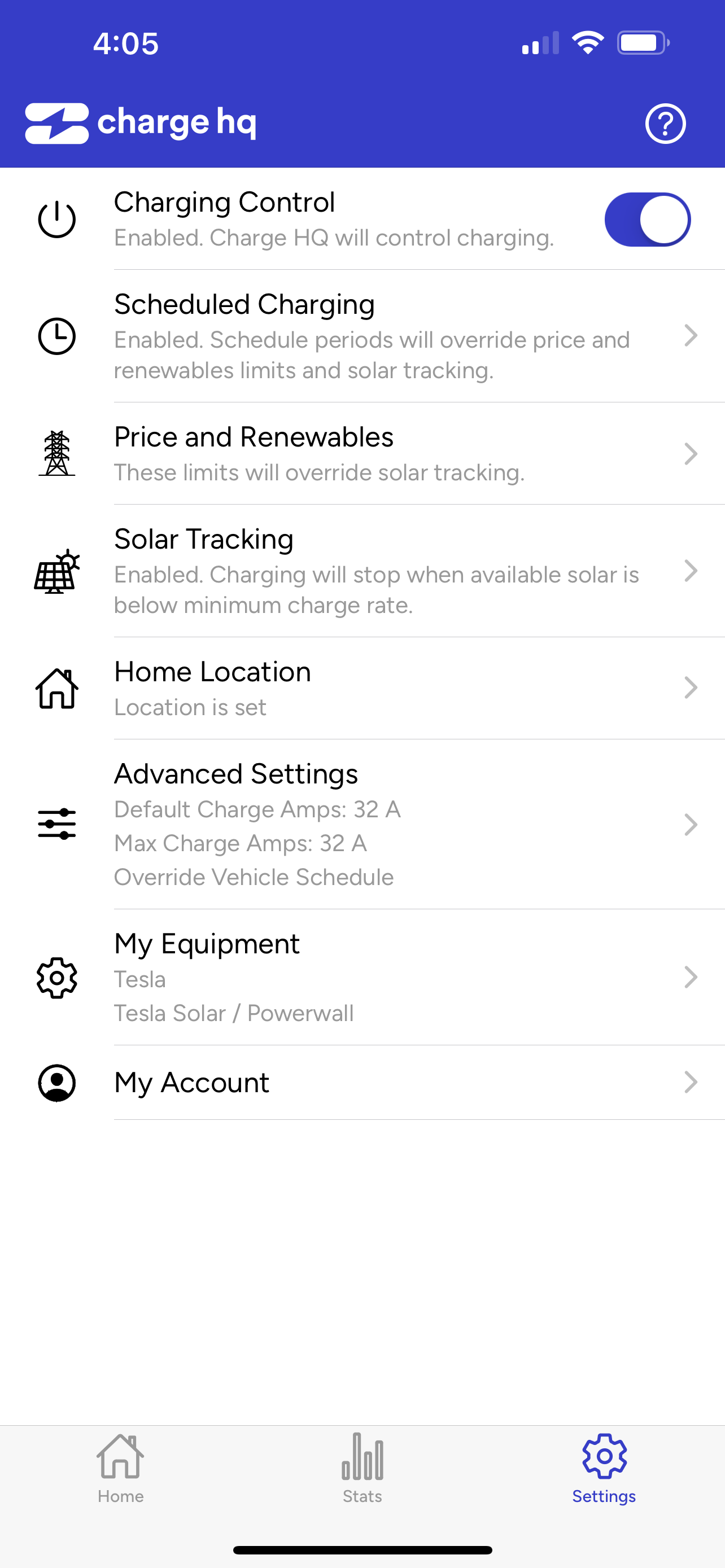 Charge HQ - Configuring the Charging Settings in the App