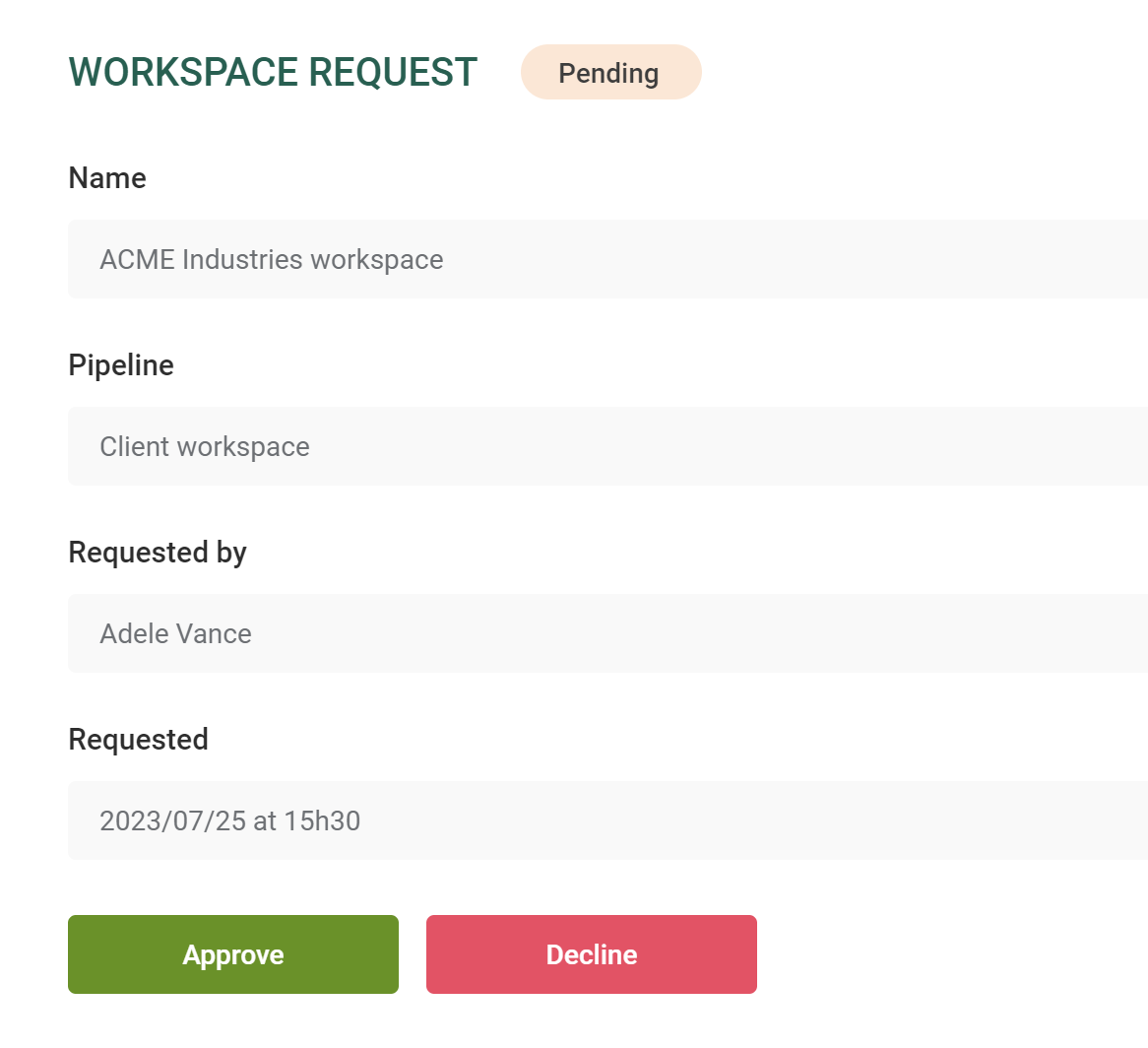 Microsoft 365 workspace approval