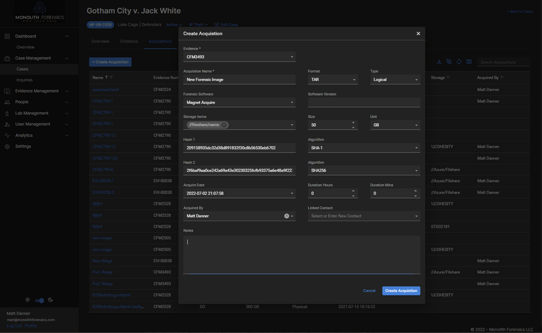 Monolith Forensics | Digital Forensics Case Management