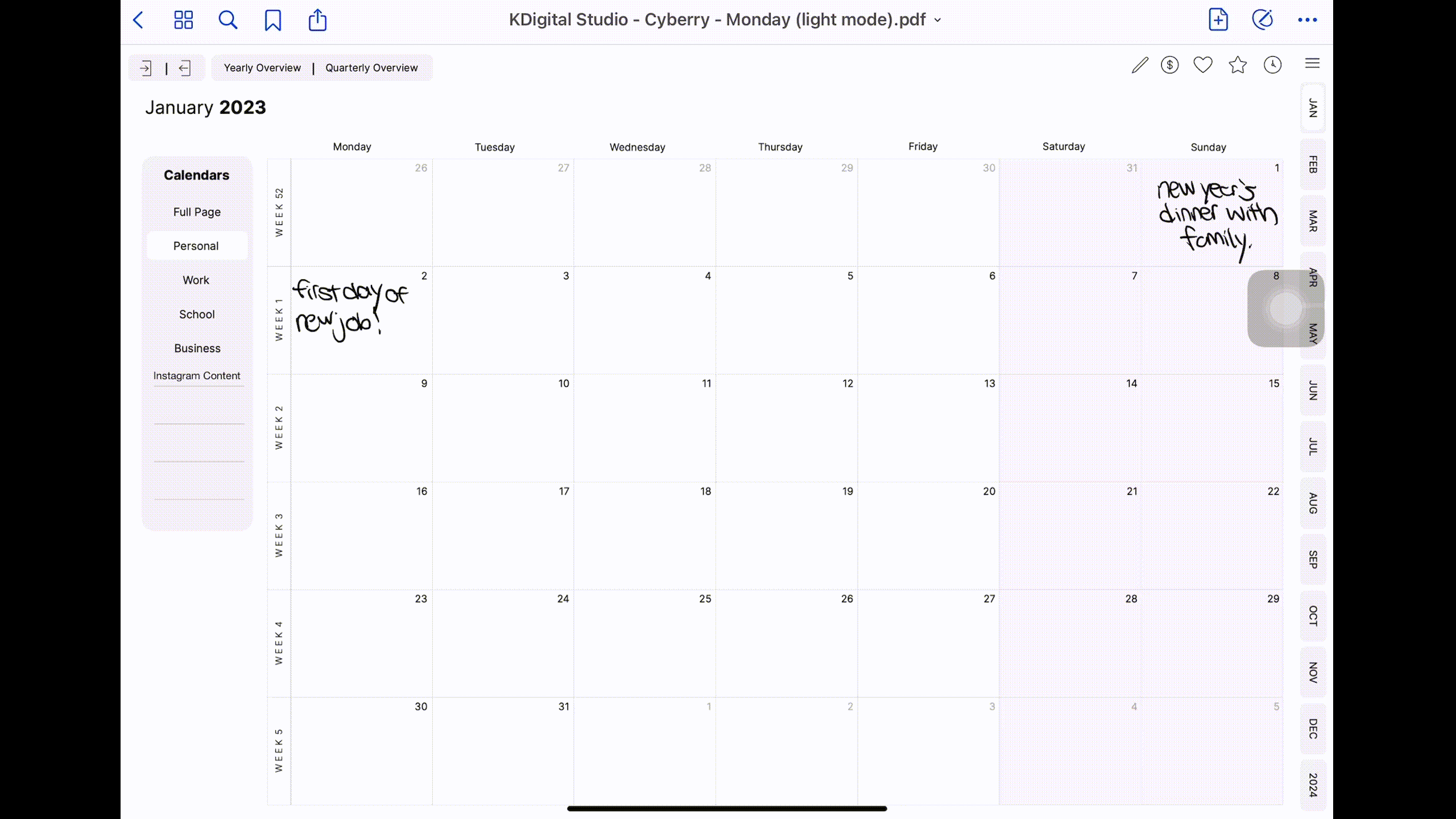 2022 2023 Digital Planner Dated Digital Planner Goodnotes Planner 