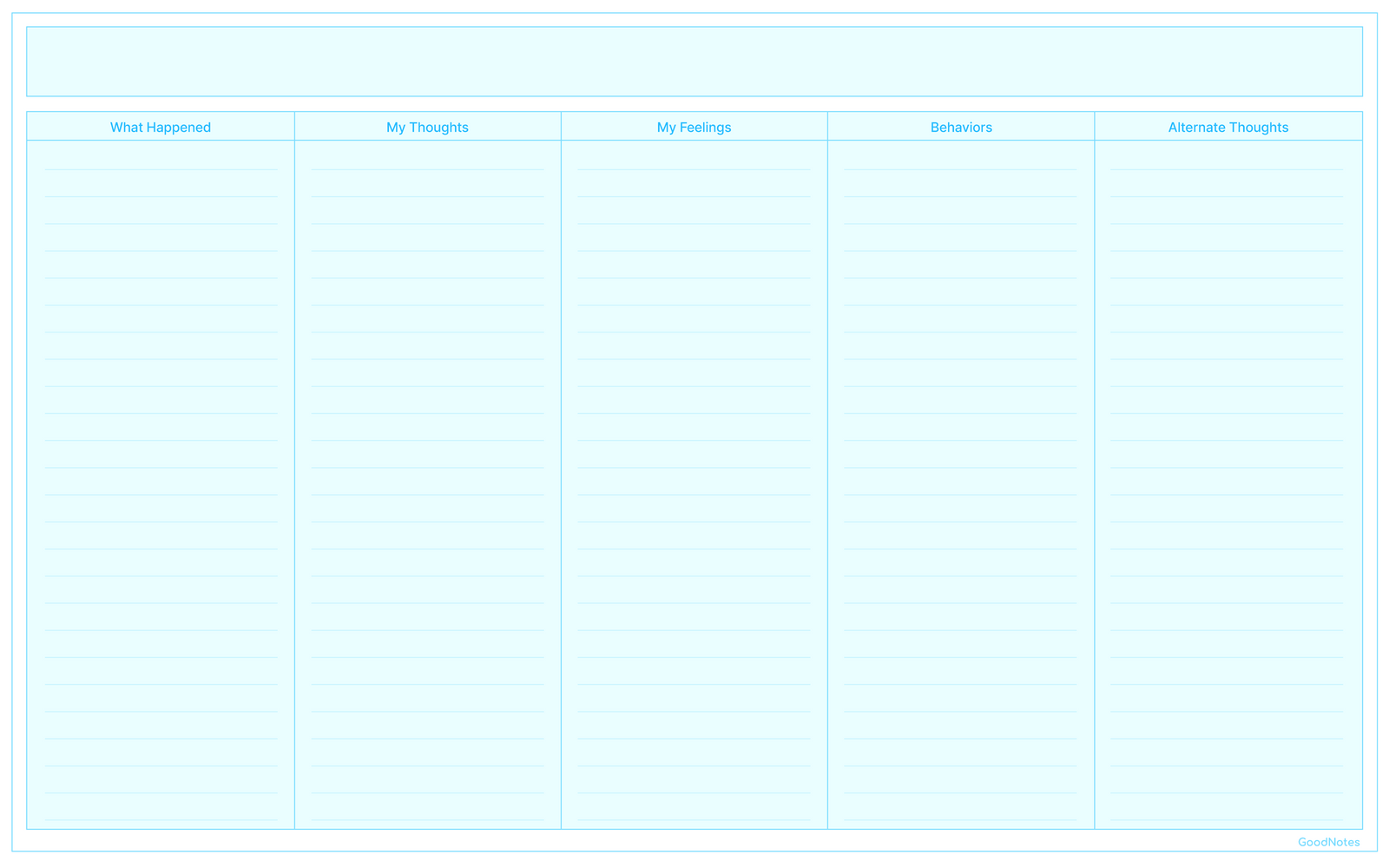 Thought Record Template | Goodnotes