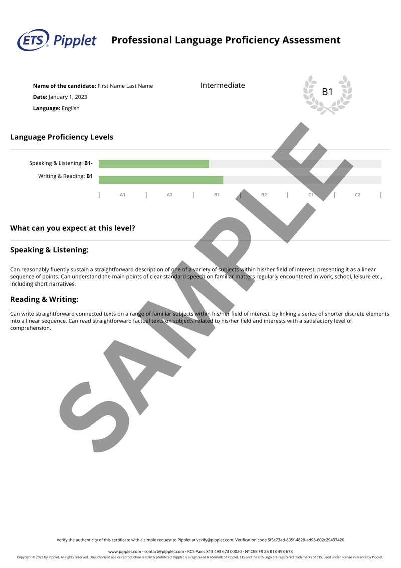 FLEX - Language assessment for Training - Pipplet