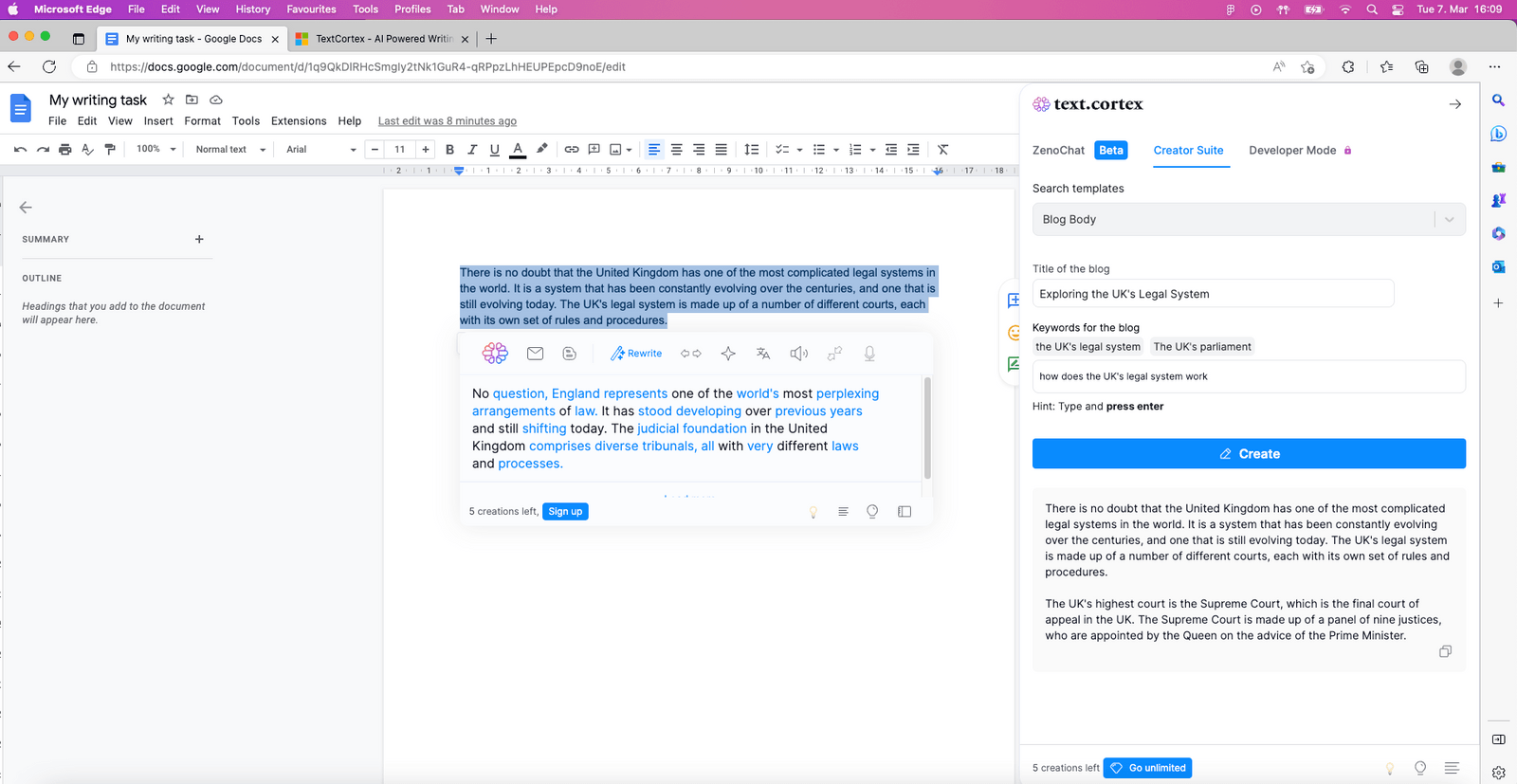 Microsoft Edge Integration - TextCortex AI