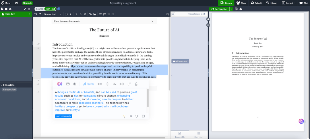 Overleaf Integration - Textcortex Ai