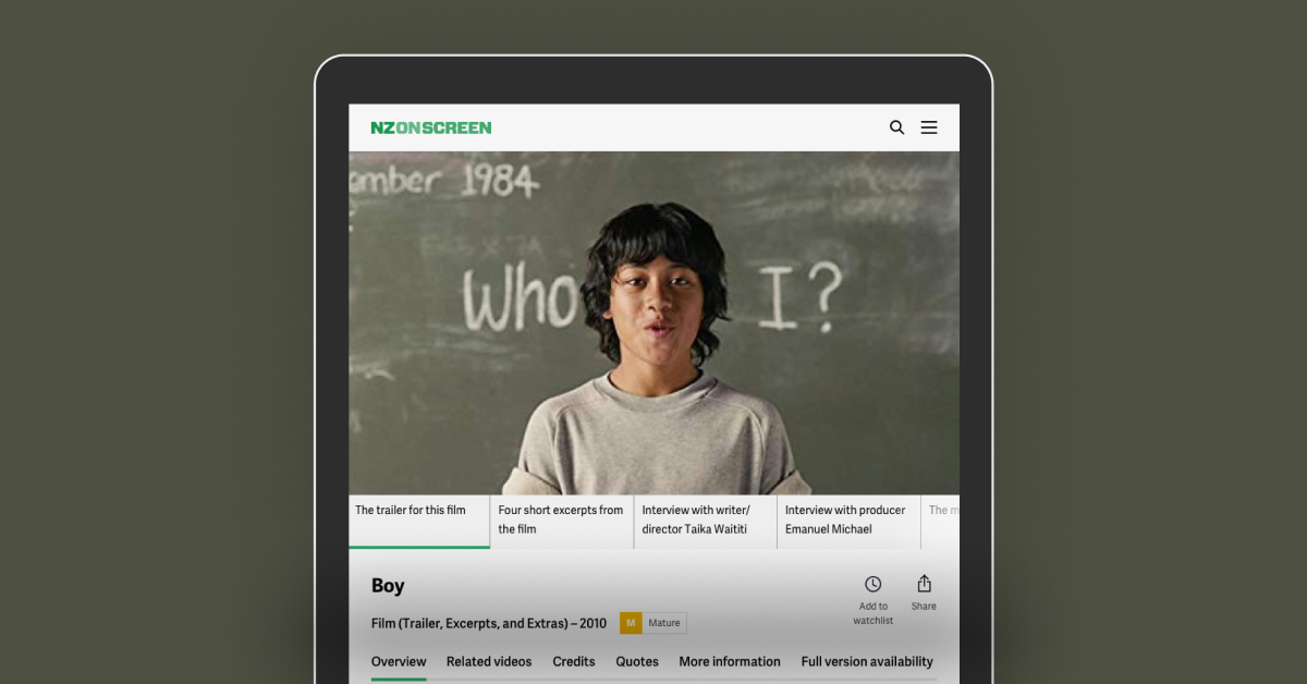 New Zealand on Screen – Website design – Octave