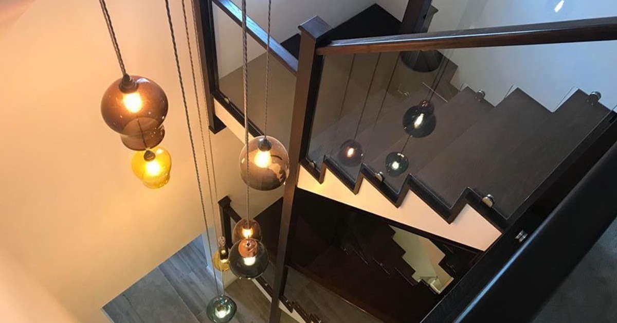 Black Stained Solid Oak and White Cut Stringer Staircase With Clamped ...