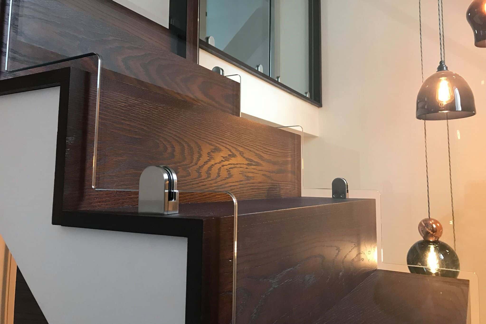 Black Stained Solid Oak and White Cut Stringer Staircase With Clamped ...