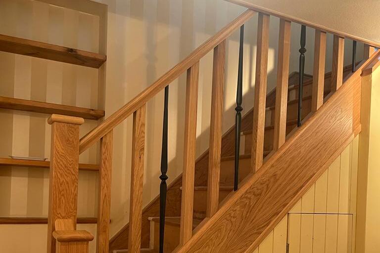 Solid Oak Staircase Renovation Featuring Iron Spindles | The Stair Shop