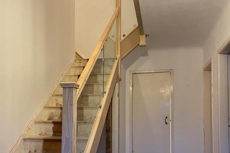 Pine Staircase Renovation With Clamp Fixed Glass Balustrade | The Stair ...