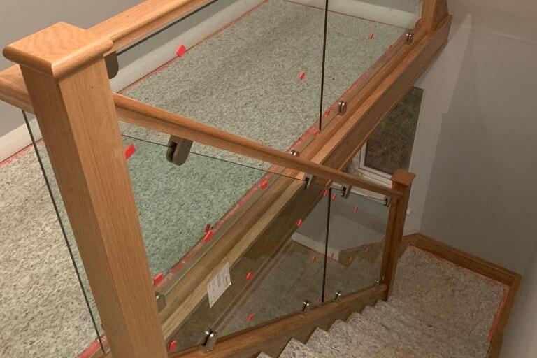 Solid Oak Staircase Renovation With Clamp Fixed Glass Balustrade | The ...