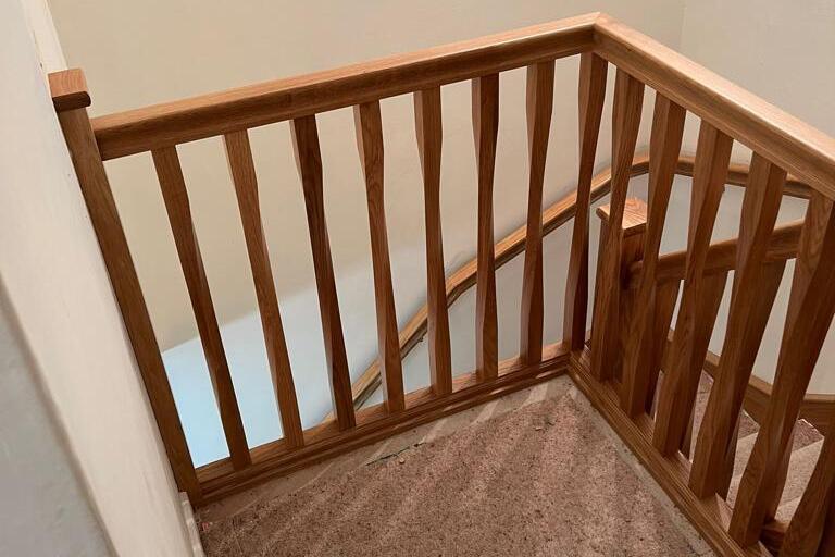 Solid Oak Staircase Renovation Featuring Twisted Spindles The Stair Shop
