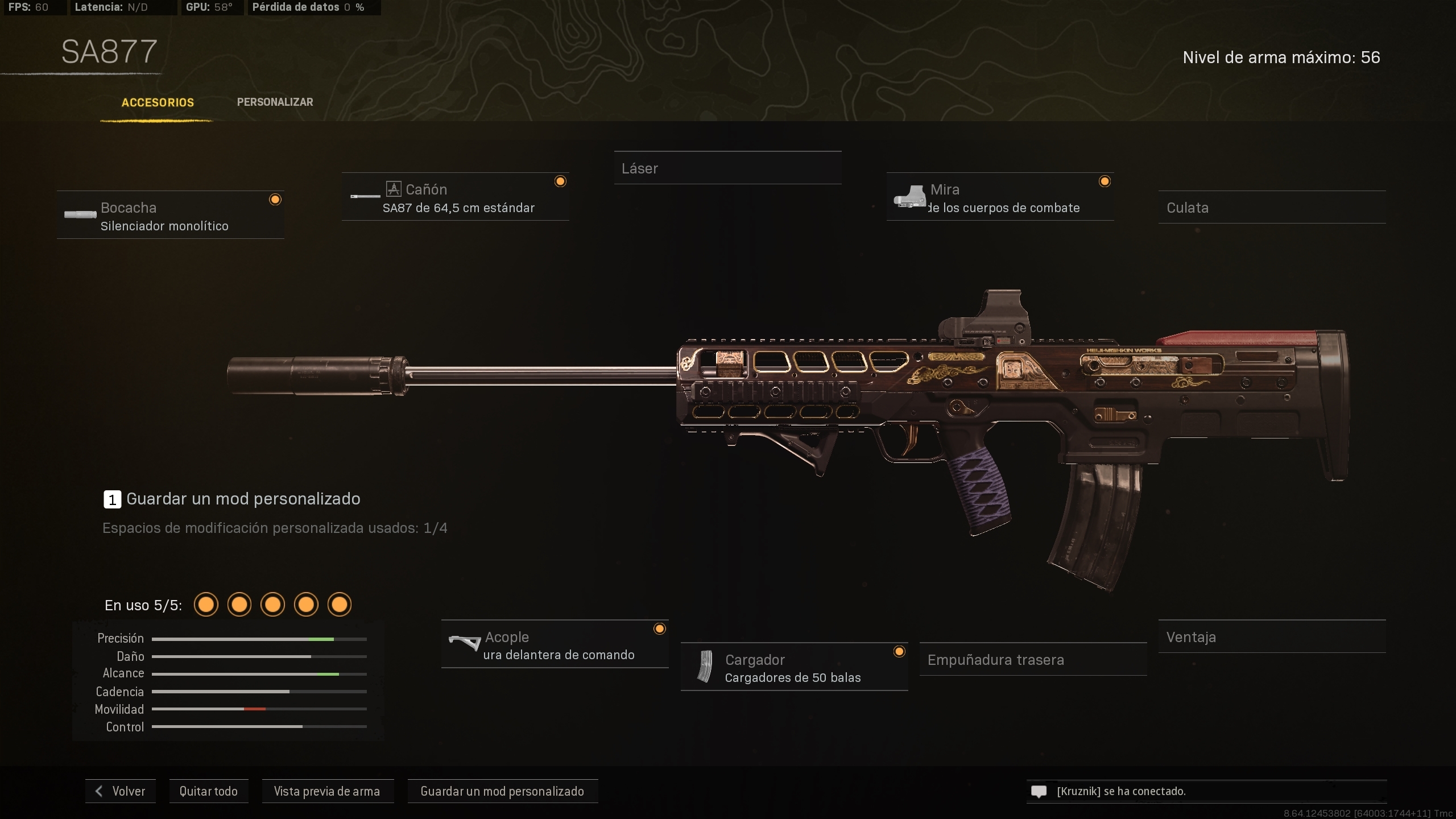 Warzone SA87 mejor clase