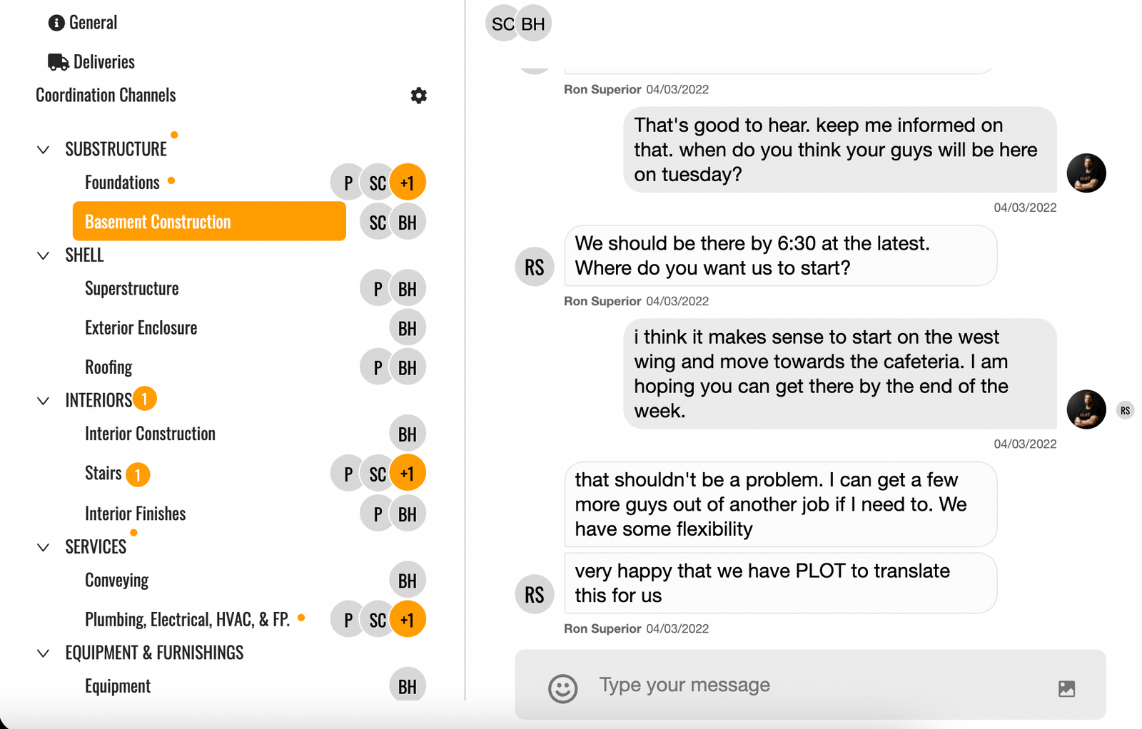 PLOT Jobsite Coordination