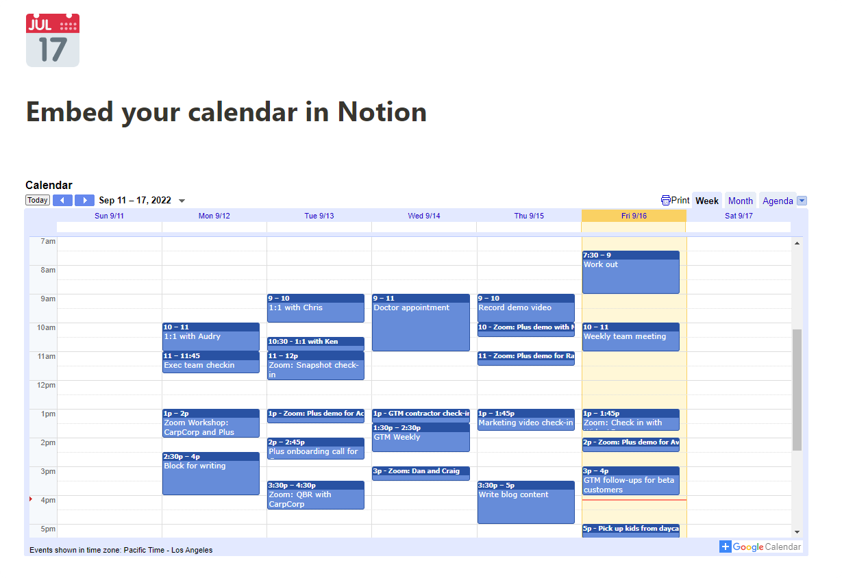 How To Embed Google Calendar In Notion Plus