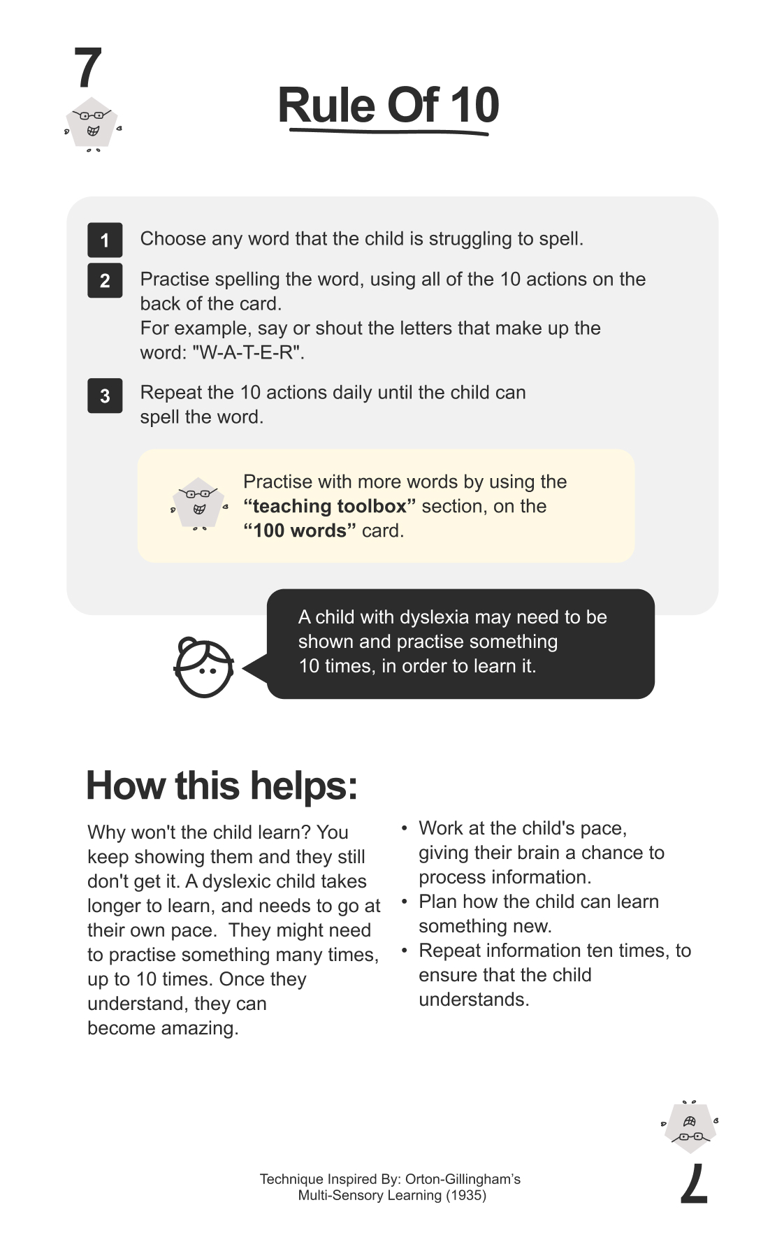 The Rule Of 10 Dyslexia Activity To Help Them Remember