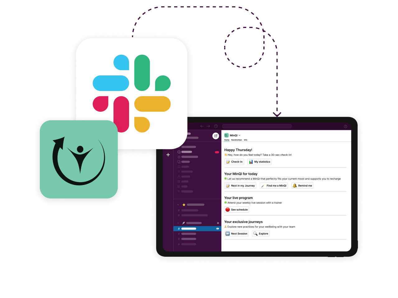 MinQi's Slack app integration to recharge now