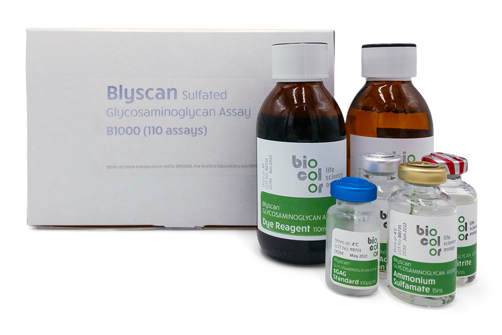 Blyscan™ - sulfated Glycosaminoglycan (sGAG) assay kit from Biocolor Ltd.