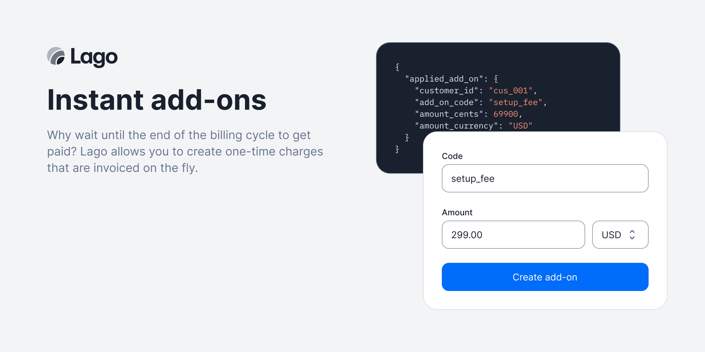 Lago Products - Instant add-ons