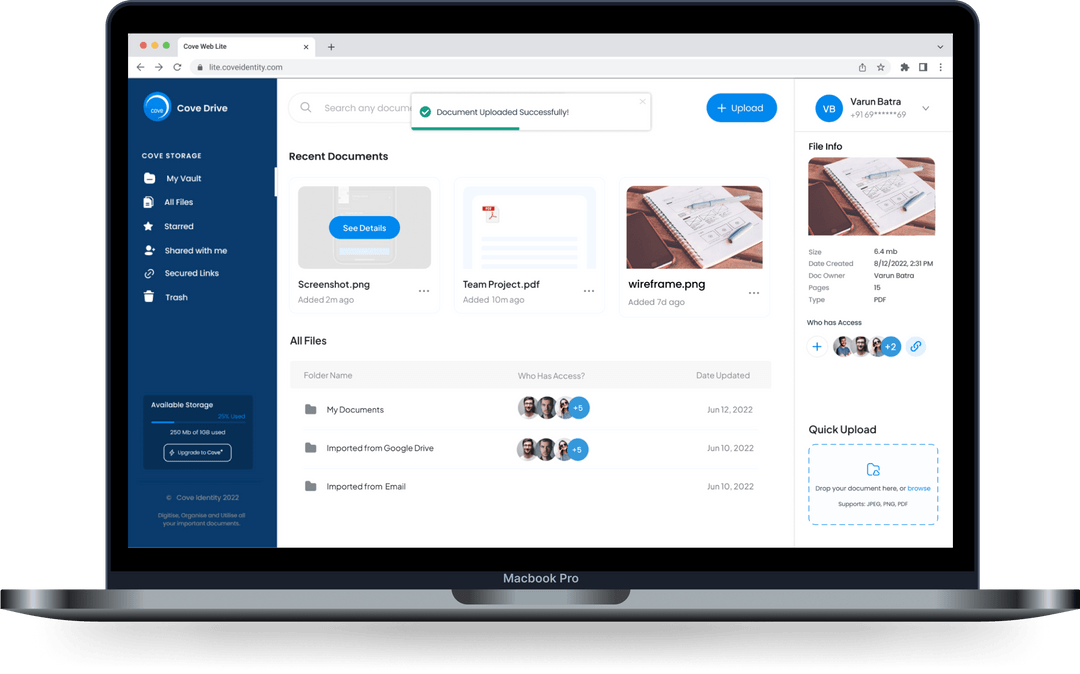 Cove Identity - Scan, Organise and Protect your important data.