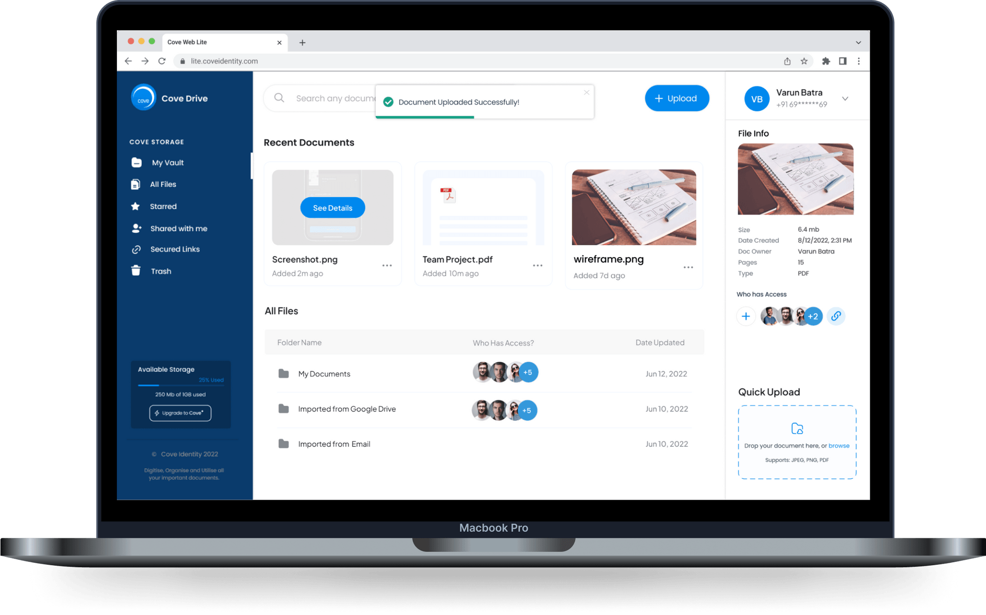 Cove Identity - Scan, Organise and Protect your important data.