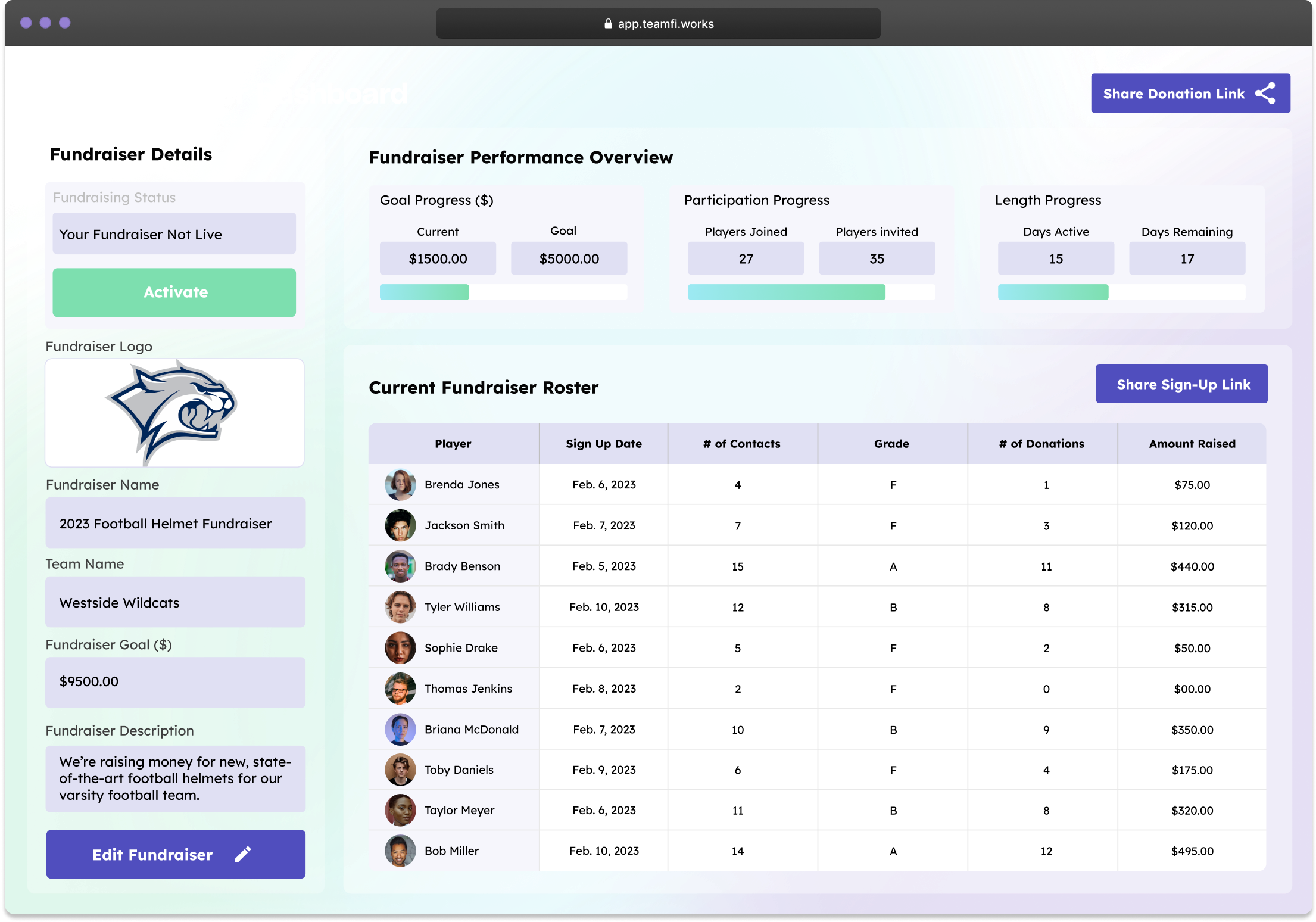 Teamfi | Run Your Own Sports Fundraiser