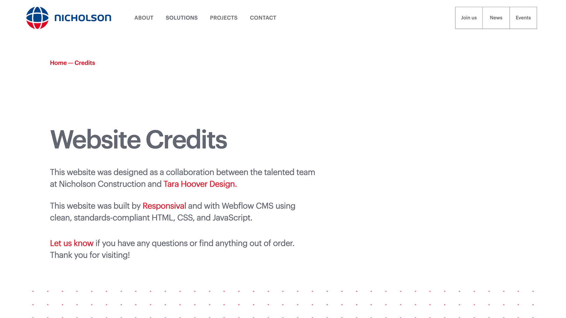 Website Credits | Nicholson Construction Company