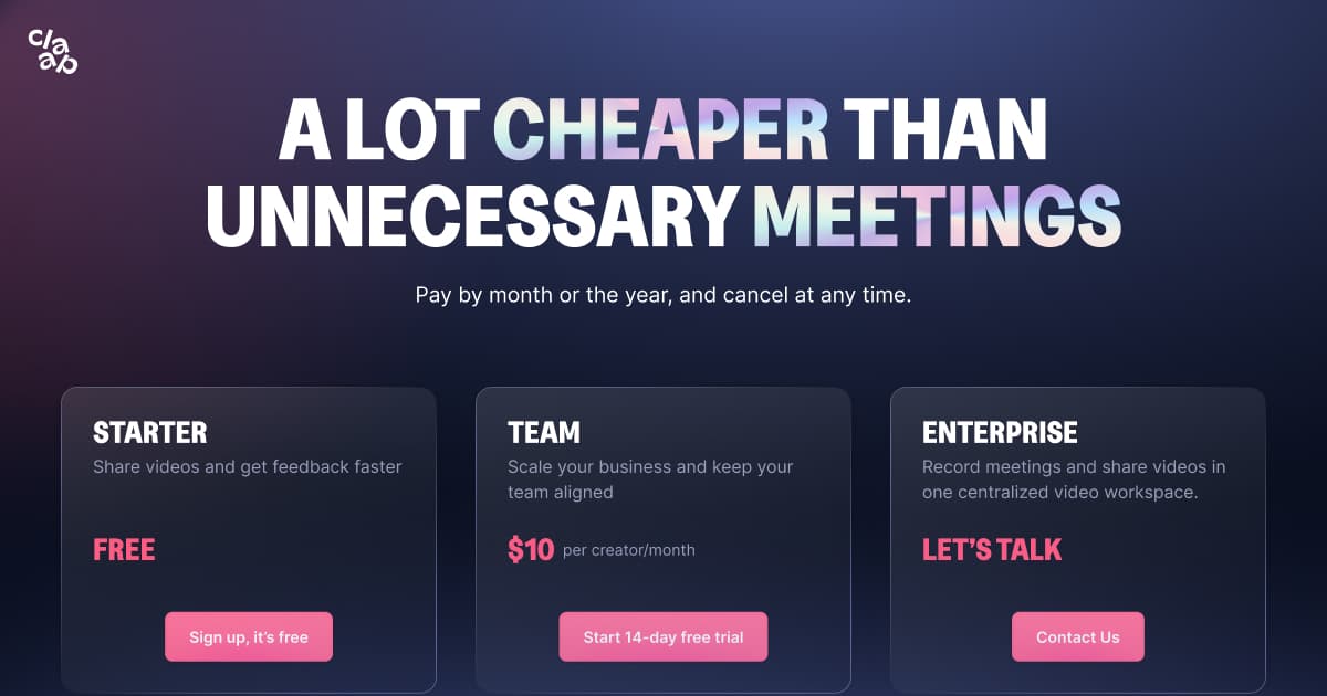 Claap Pricing - A lot cheaper than unnecessary meetings