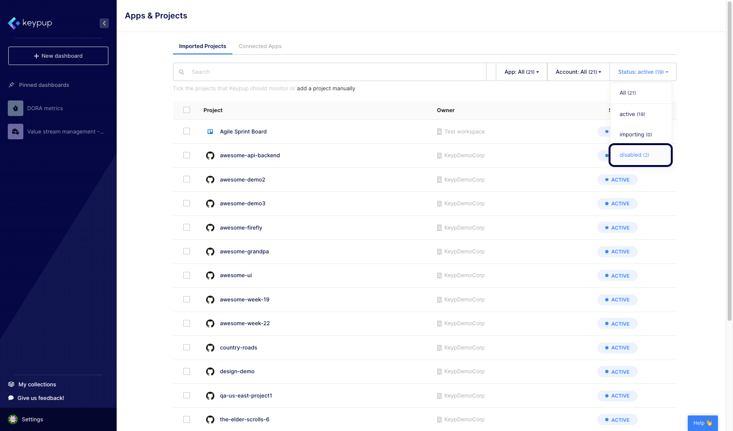 Connect Git Repos and Projects | Keypup