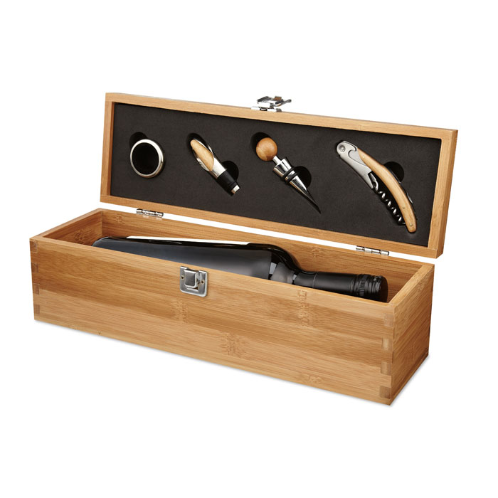 Wine Set In Bamboo Box - Vida Promotions - Sustainable Merchandise