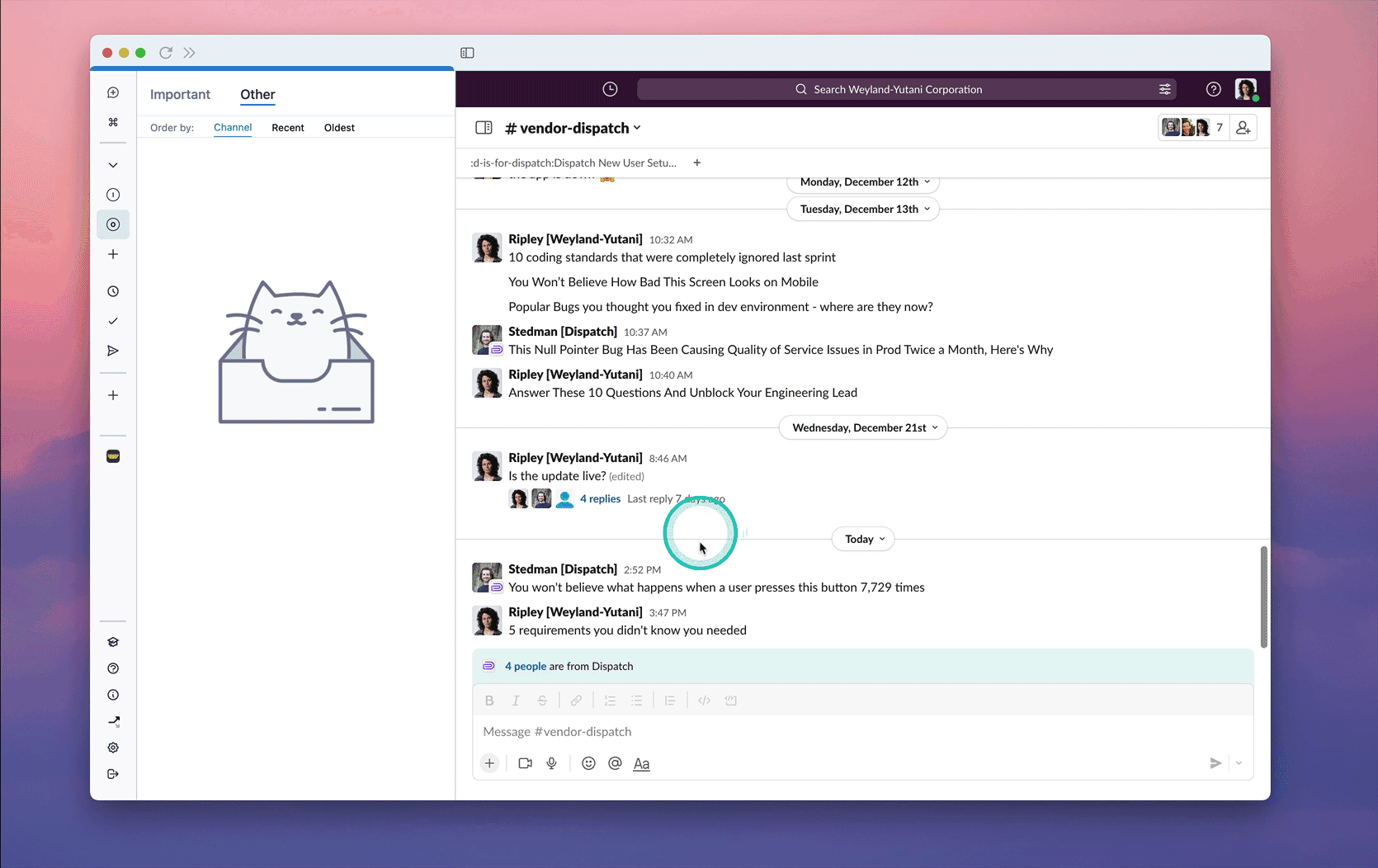 Dispatch Is There A Way To Add A Message To An Inbox Manually 