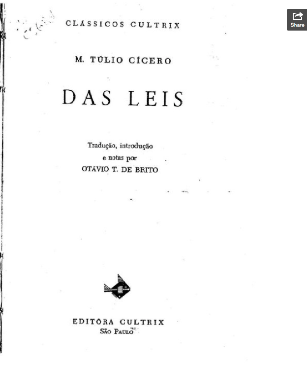MARCO TULIO CÍCERO - DAS LEIS - DE LEGIBUS - Zanin Advocacia Empresarial