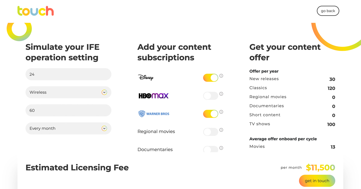 Touch Simulator - Estimate your subscription!