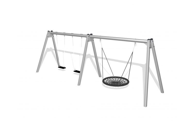 Steel Double + Basket Combo Swing | Morti Sport & Play Equipment