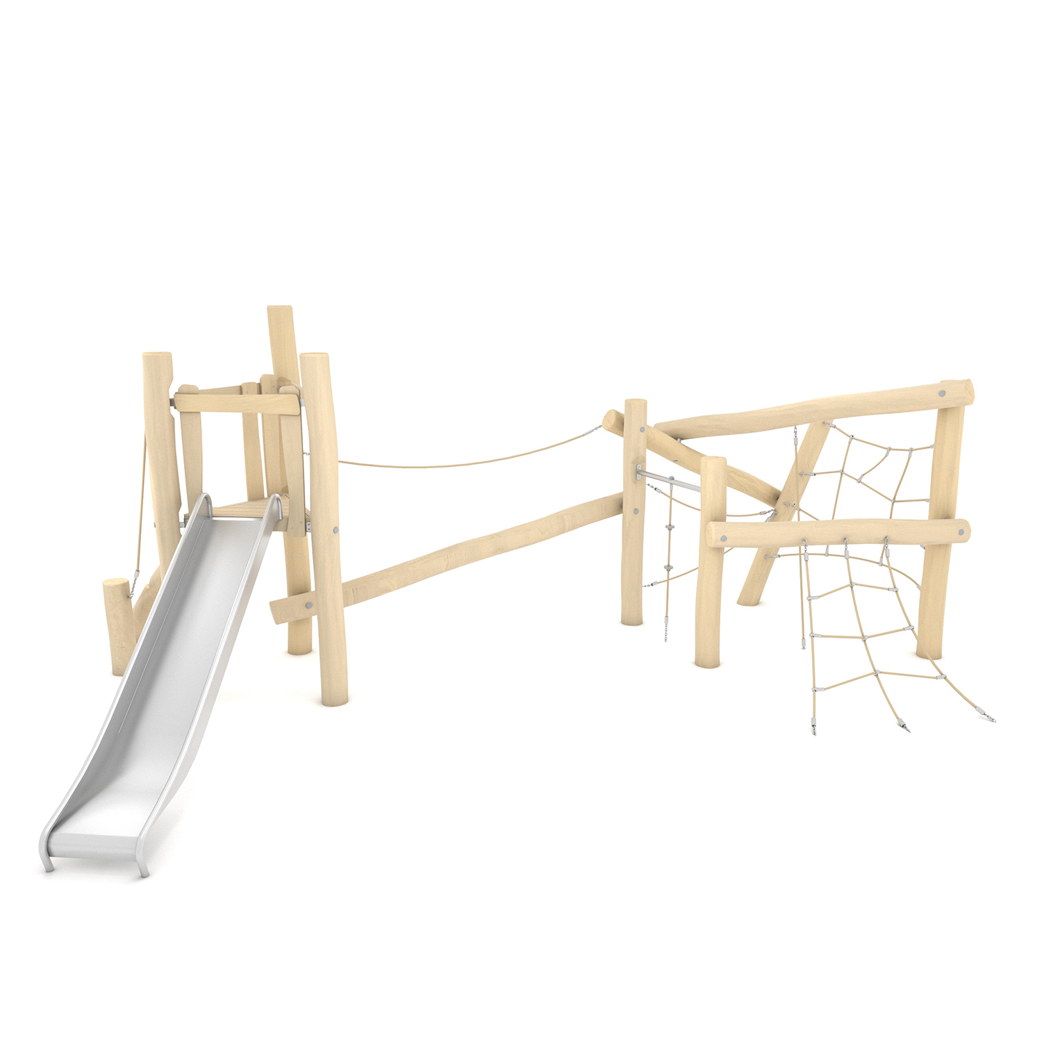 Wooden Slide & Playnet Structure 3 | Morti Sport & Play Equipment