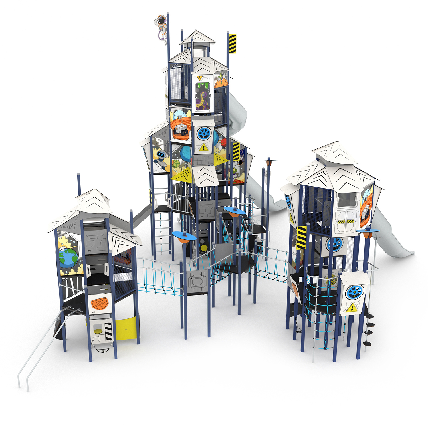 Triple Space-Themed Play Structure | Morti Sport & Play Equipment
