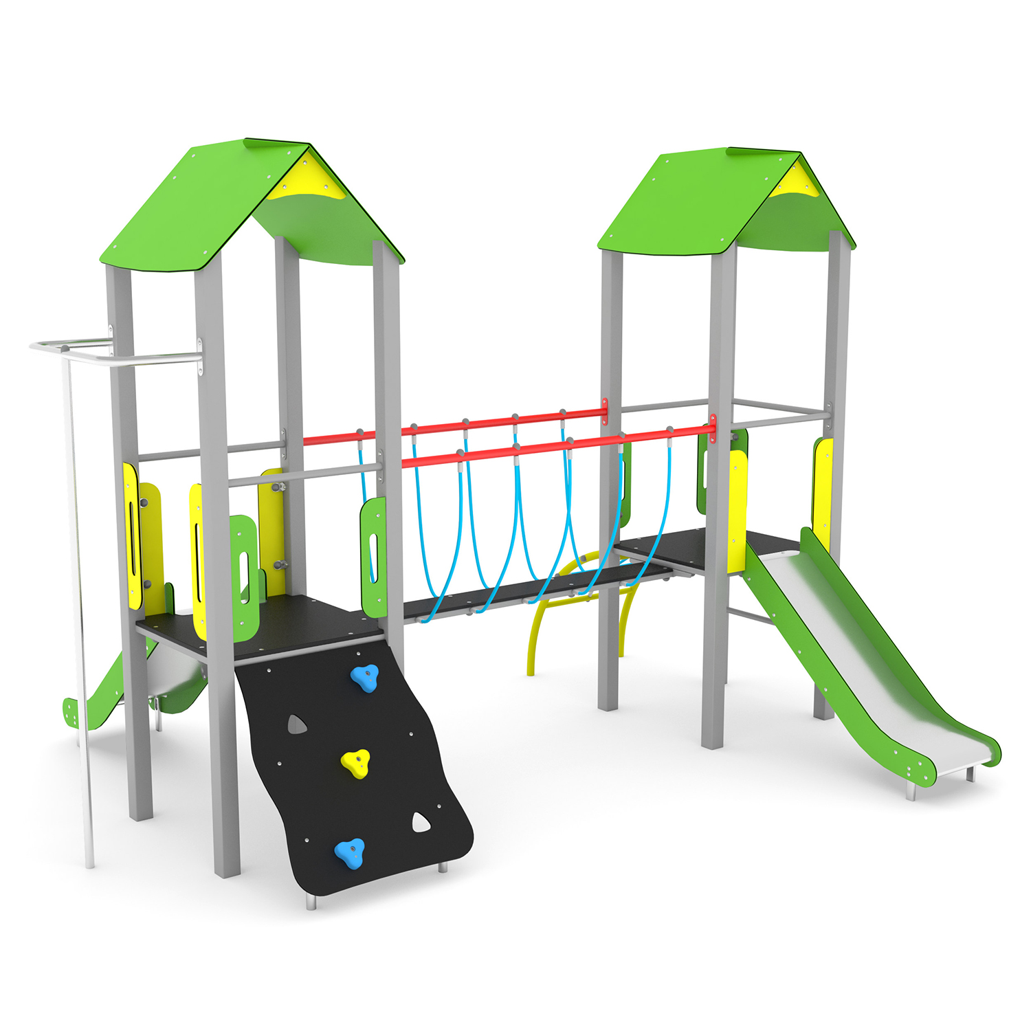 Mini Colourful Double Steel Play Structure 1 | Morti Sport & Play Equipment