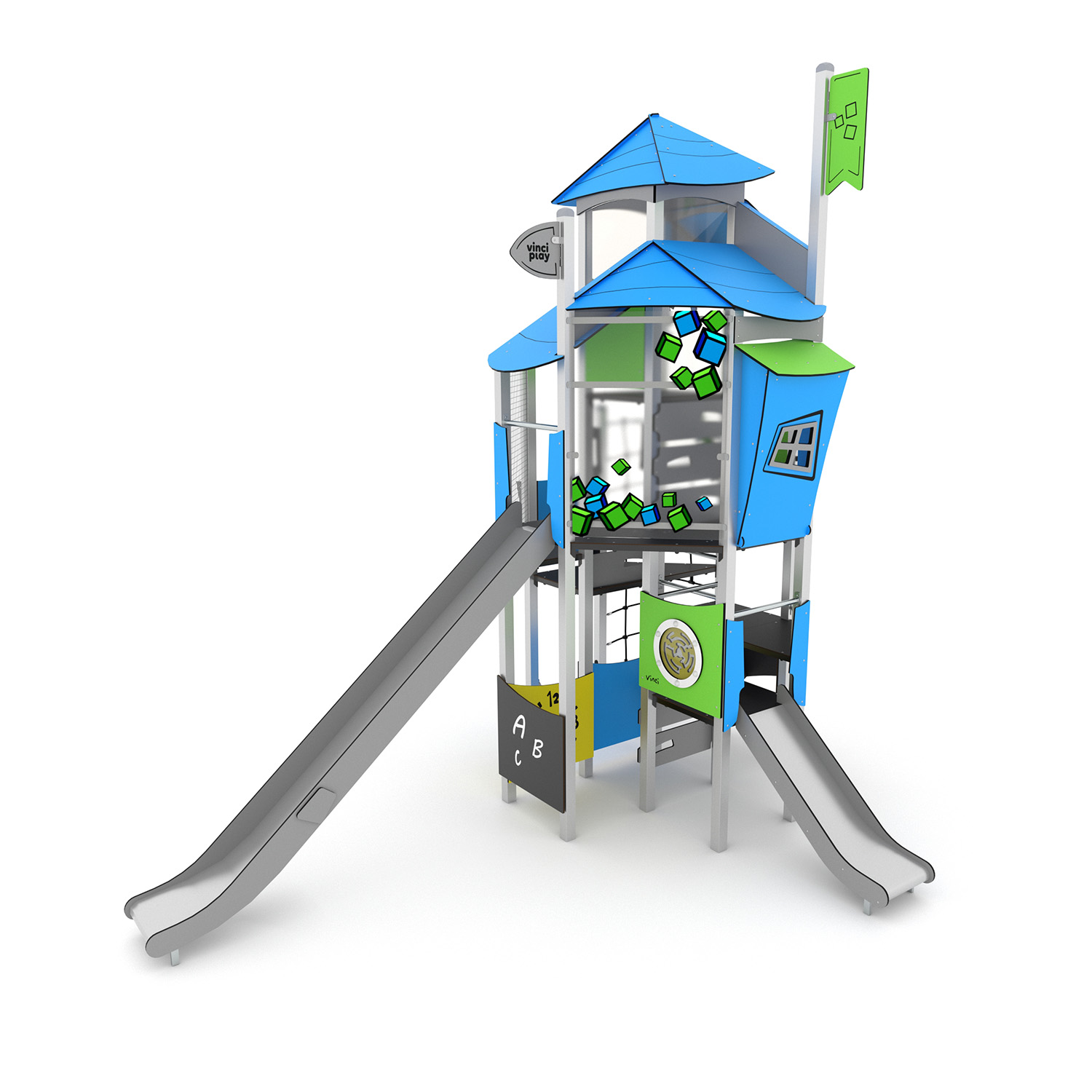 Small Colourful Multi-Tiered Steel Play Structure | Morti Sport & Play ...