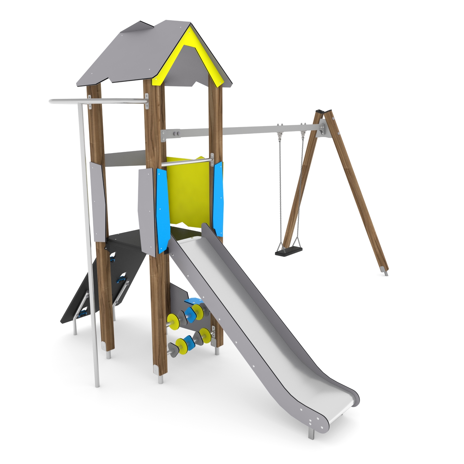 Small, Simple & Colourful Slide & Swing Play Structure | Morti Sport ...