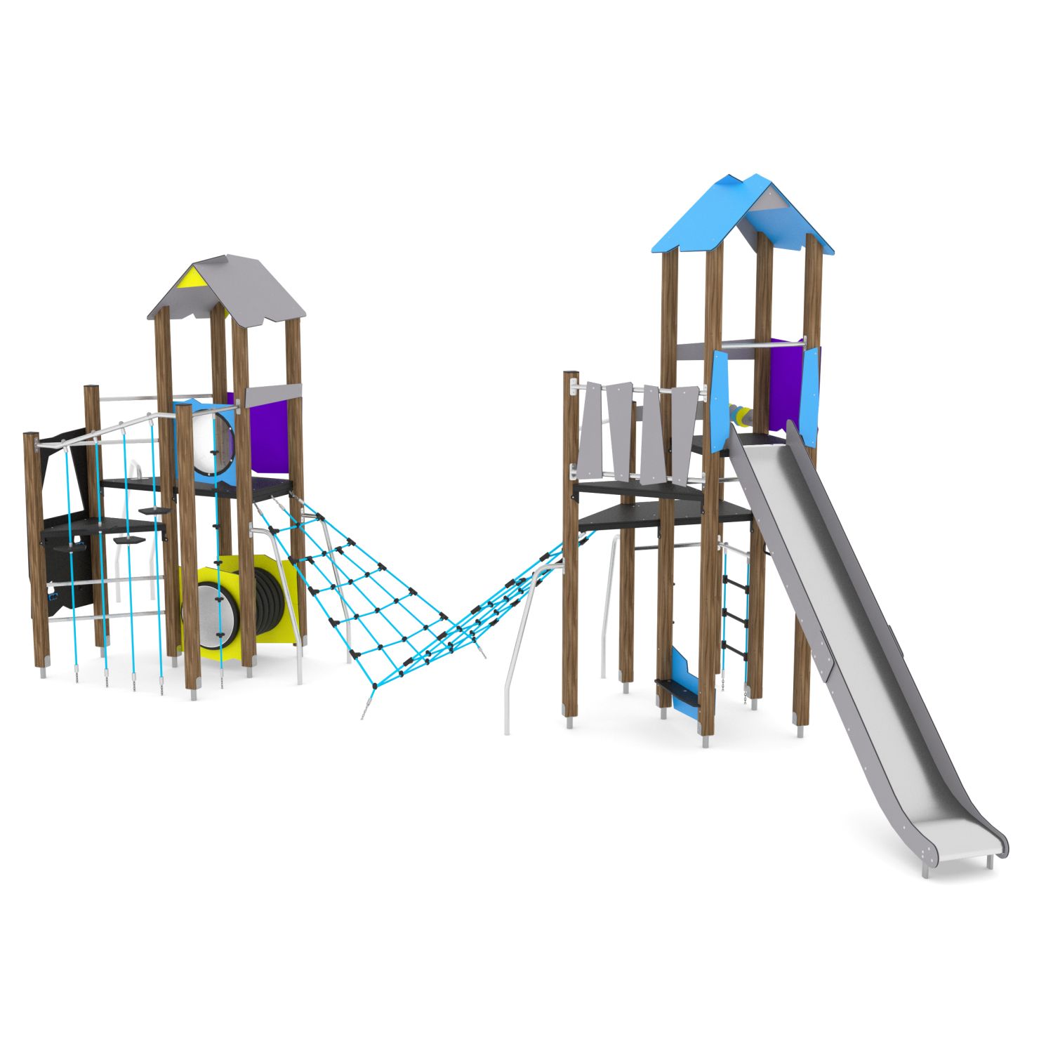 Medium-Sized Colourful Double Play Structure | Morti Sport & Play Equipment