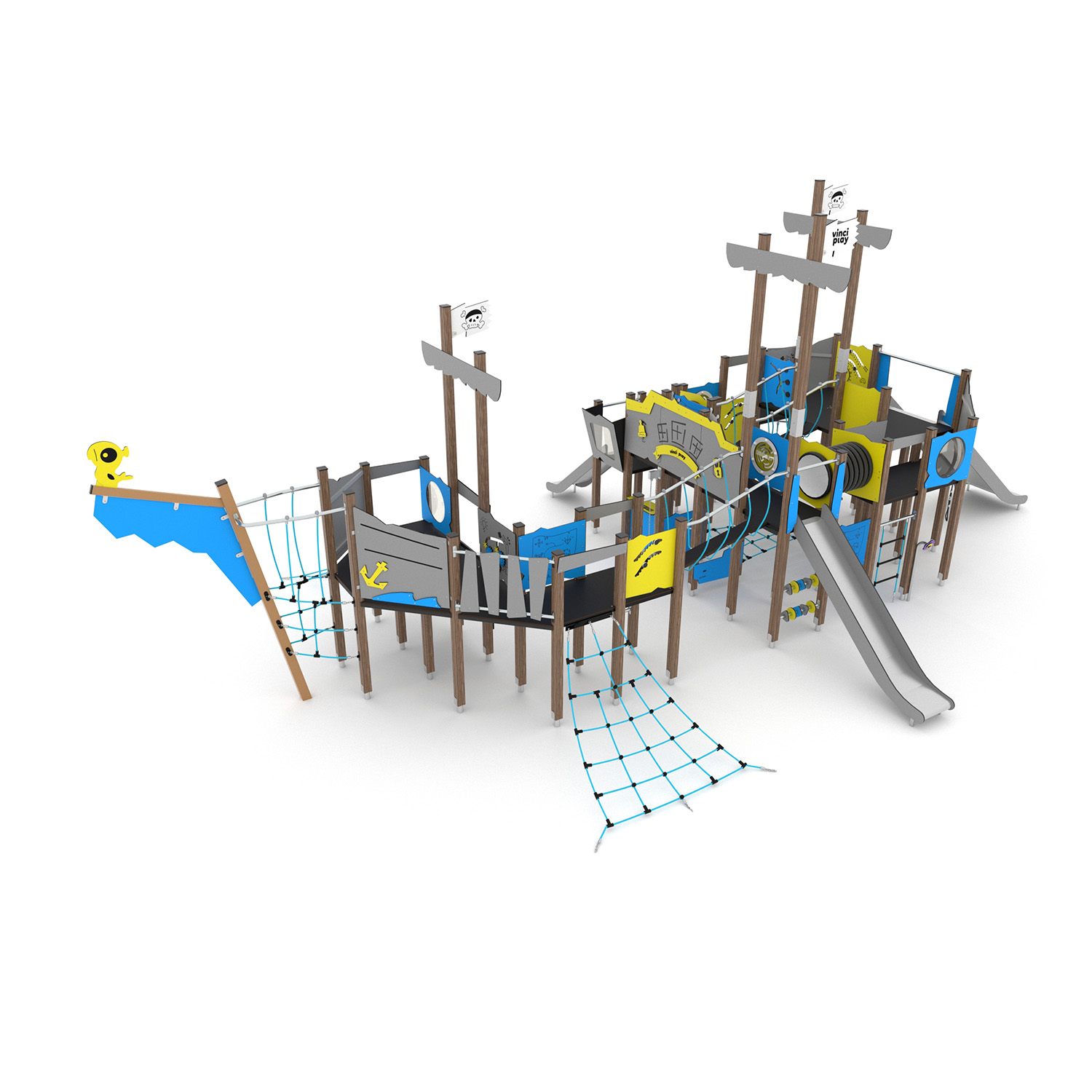 Medium-Sized, Colourful Wooden Pirate Ship Play Structure 2 | Morti ...