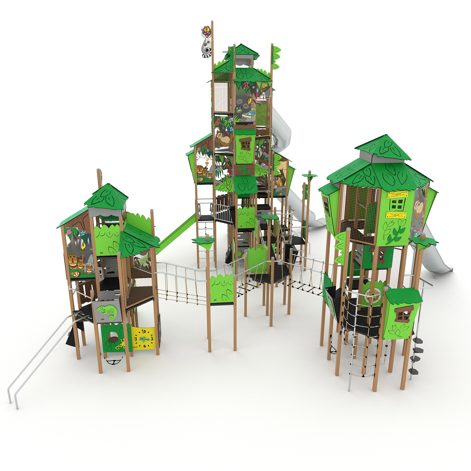 Triple Jungle-Themed Play Structure | Morti Sport & Play Equipment