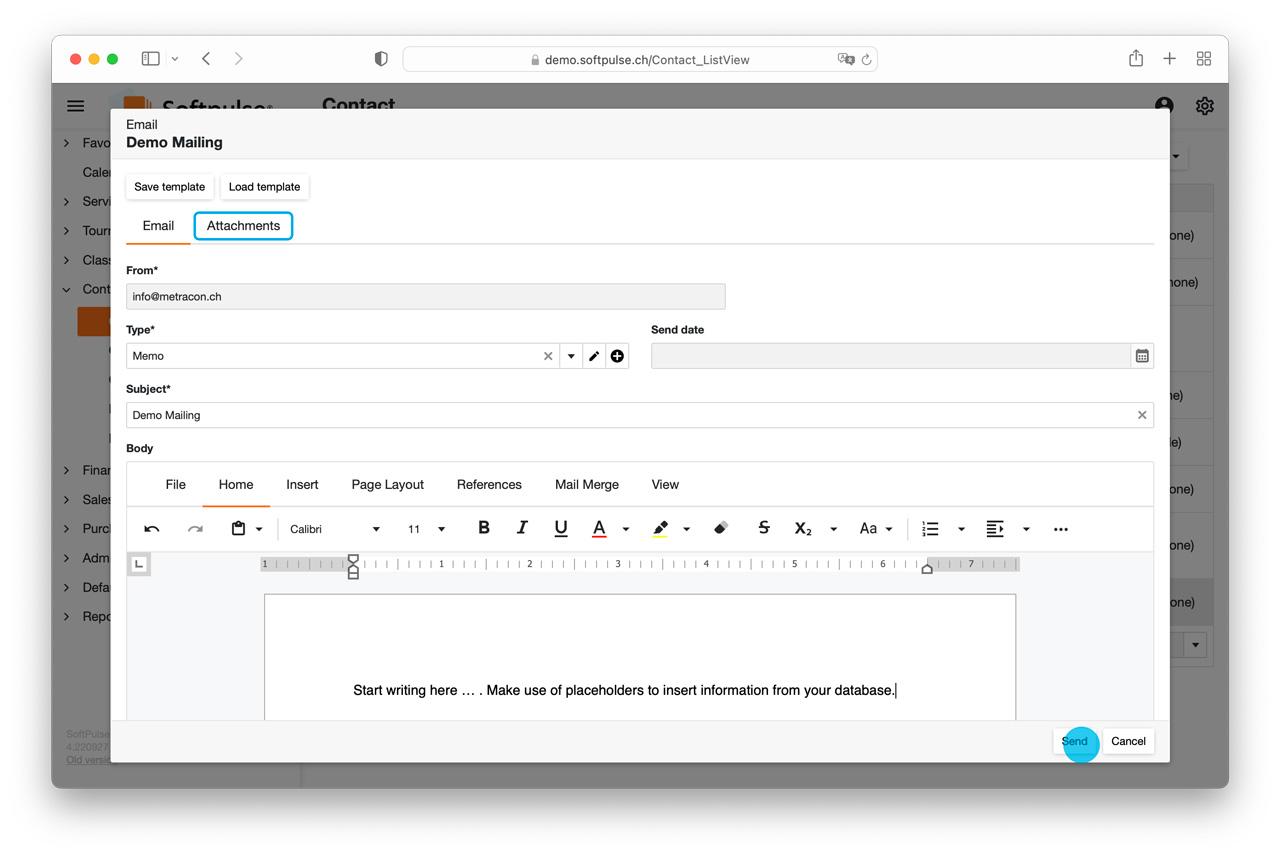 Eine E-Mail senden