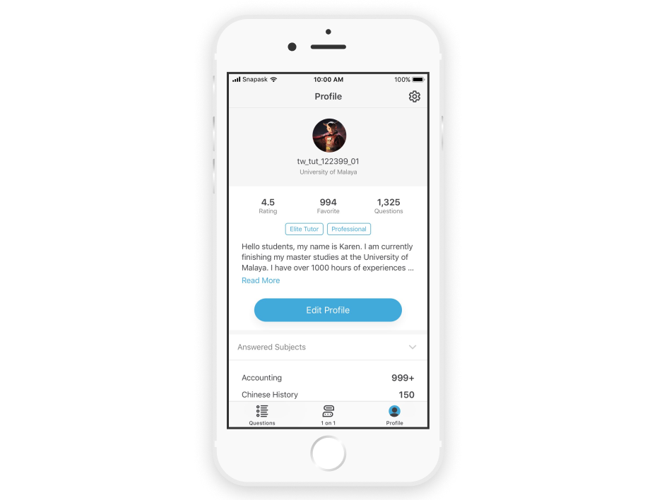 Karen Li｜Snapask － Tutor Dashboard