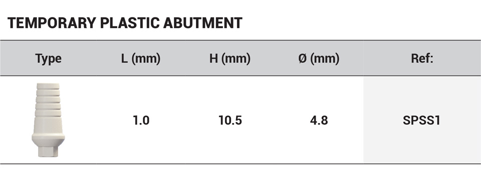 Straight PEEK Temporary Abutments in anatomical shape - Internal Hex