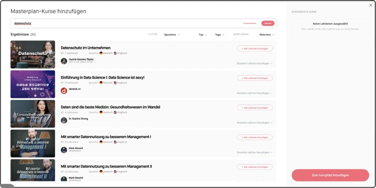 Masterplan Tutorials: Lernpfade erstellen